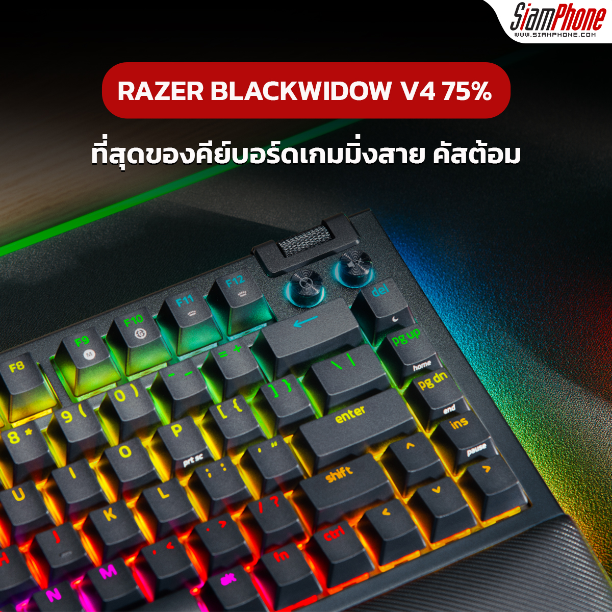 RAZER BLACKWIDOW V4 75% ที่สุดของคีย์บอร์ดเกมมิ่งสาย คัสต้อม